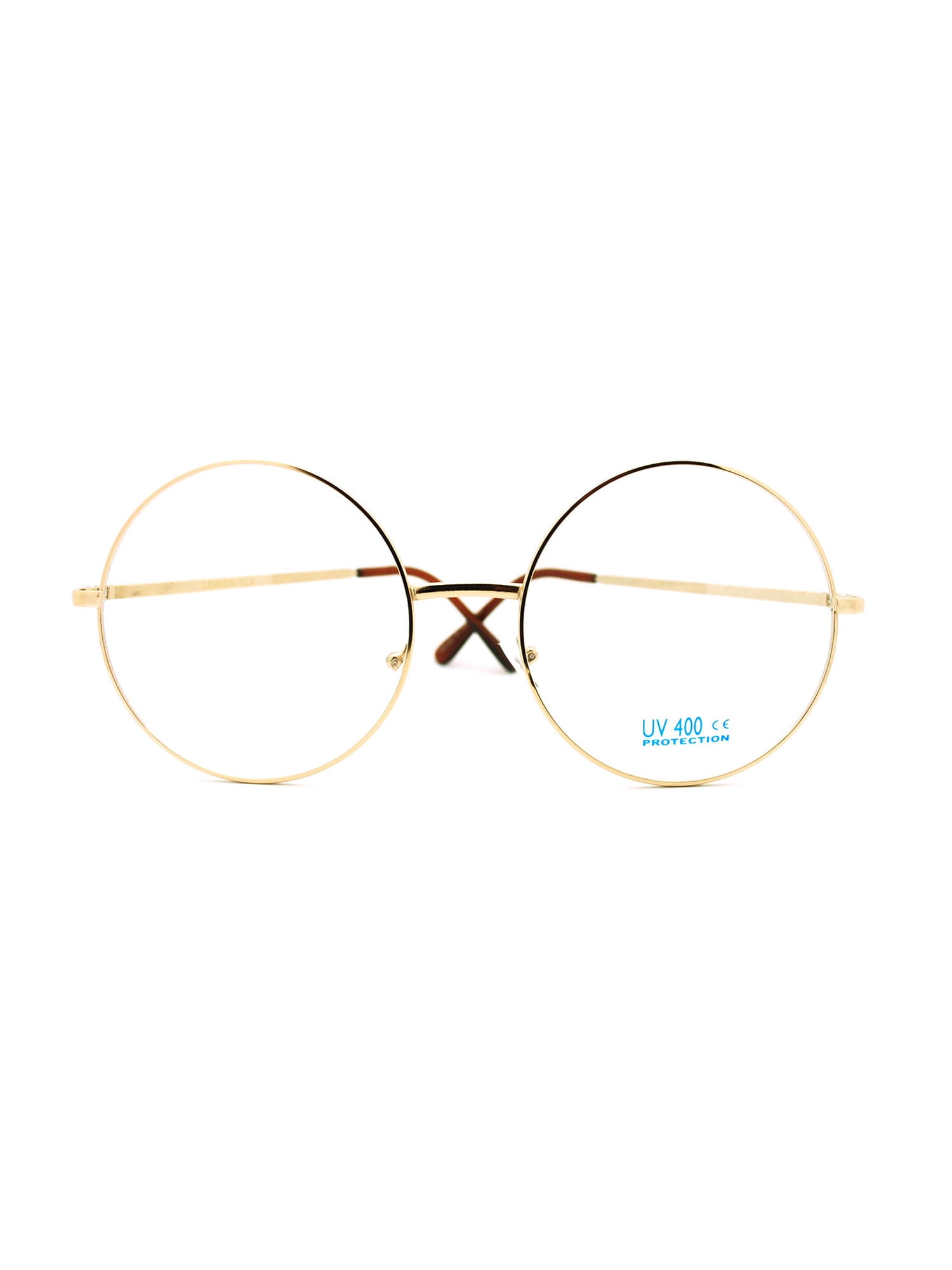 Sa106 Oversize Large Hippie Round Circle Len Clear Lens Glasses Gold