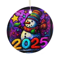 Ceramics Ornaments Stained Glass-style Snowman Christmas Decoration ...