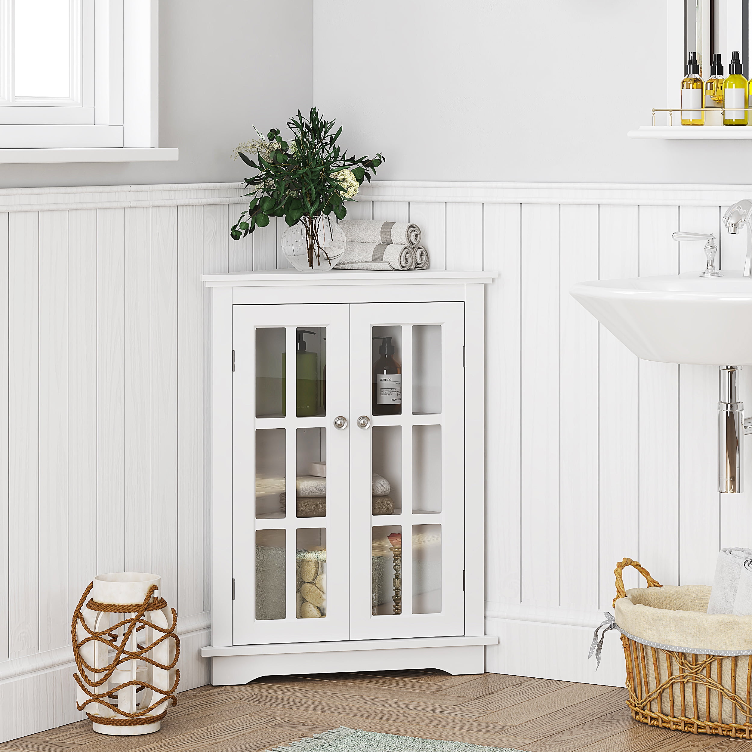 White Corner Storage Cabinet