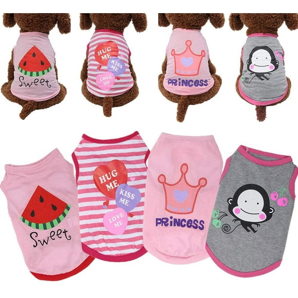 Set of 4 Dog Clothes for Small Dogs Girl Yorkie Chiuahaha Shih tzu Cute ...