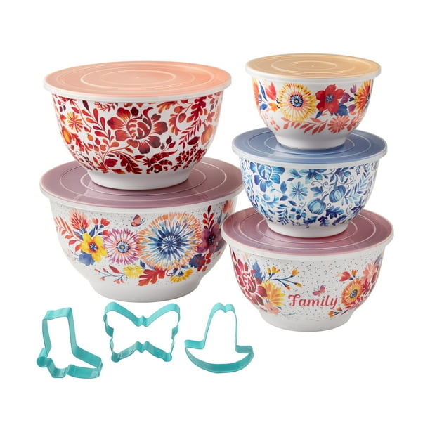 The Pioneer Woman Melamine Mixing Bowls & Cookie Cutter Set, 13 Pieces ...