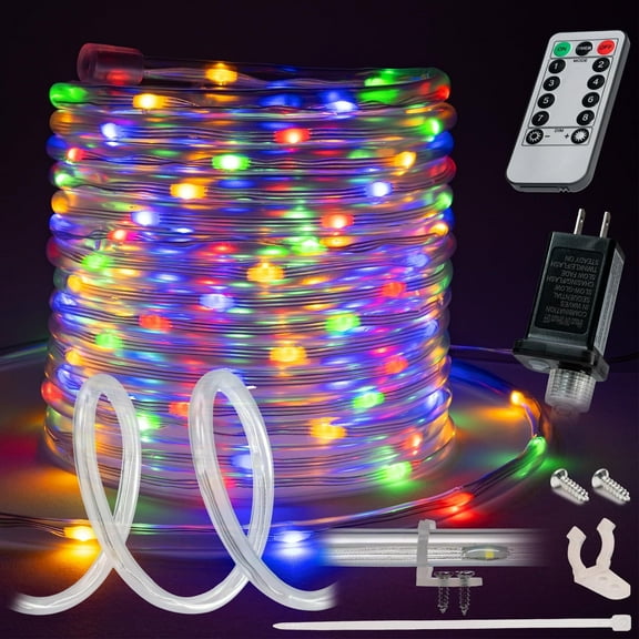 West Ivory 100ft Red LED Rope Lights, Connectable Outdoor Permanent ...