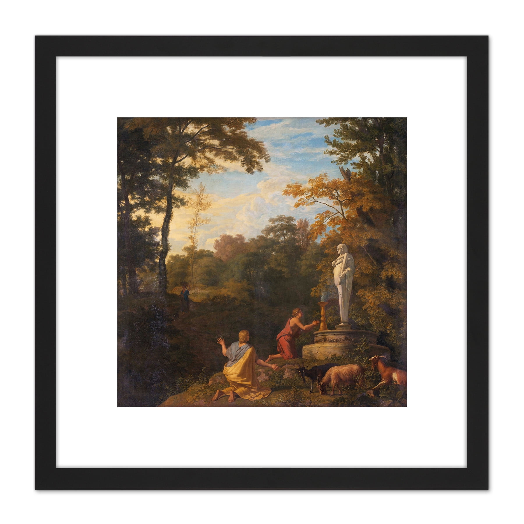 Glauber Arcadian Landscape Trees Painting 8X8 Inch Square Wooden Framed ...