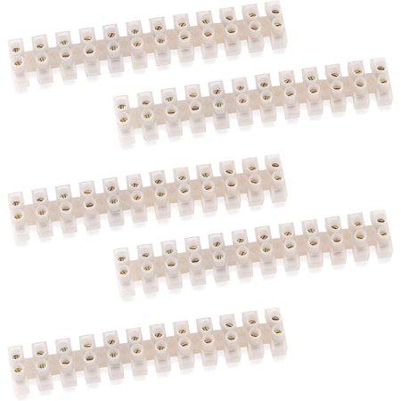 FanShow 5 Pack Double Row White Screw Terminal Blocks 12 Position ...