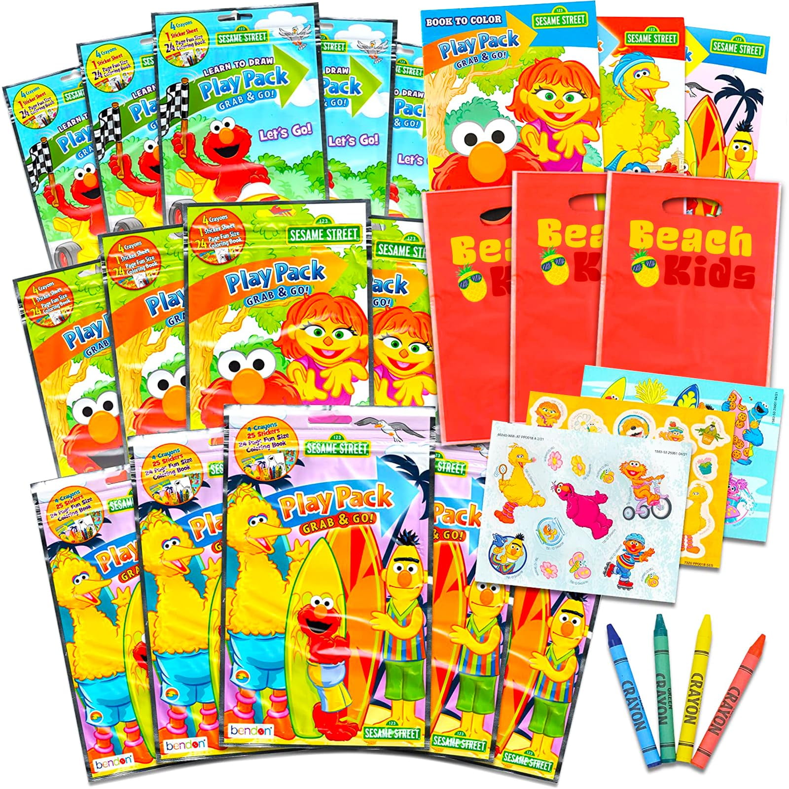 Paquete de paquetes de juego Bendon Sesame Street Kids con libro para ...