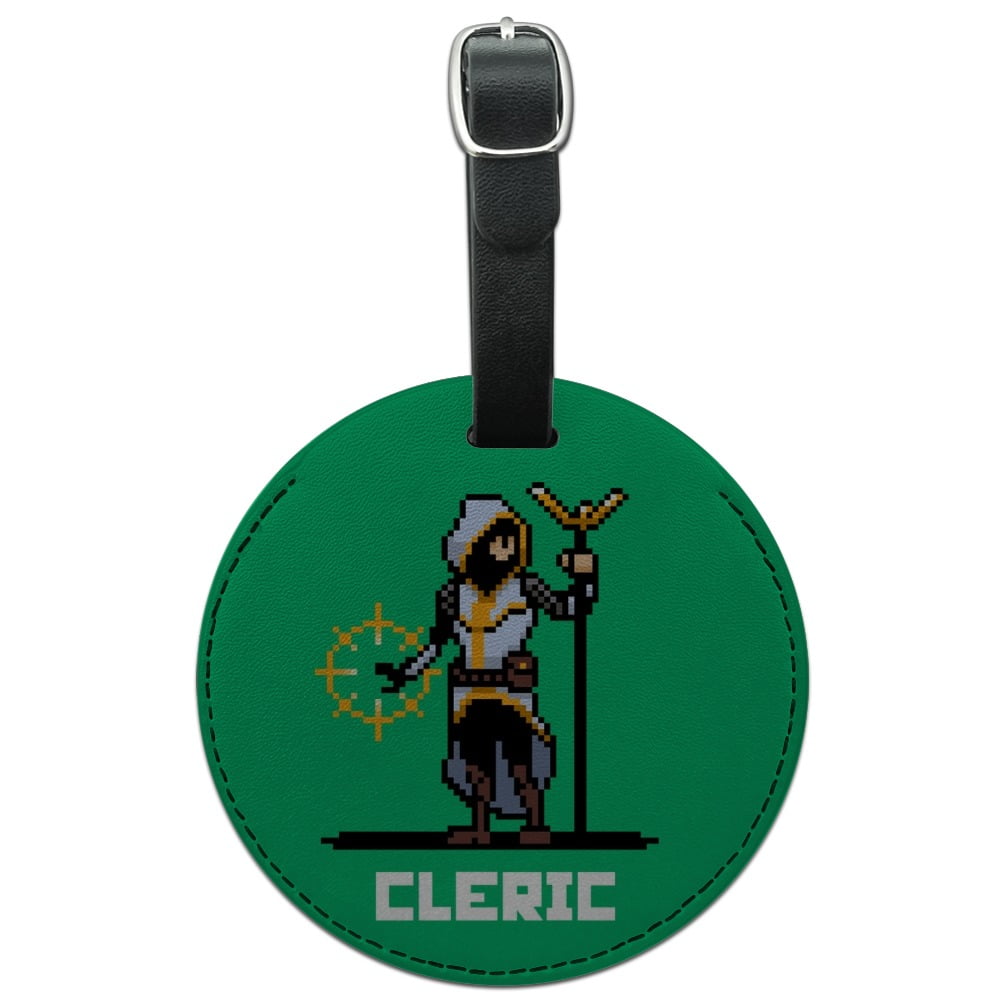 8-Bit Retro Pixel Cleric Priest Healer Games RPG Round Leather Luggage ...