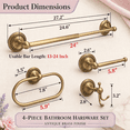 4 Piece Bathroom Hardware Set Adjustable Towel Bar Towel Ring Toilet ...