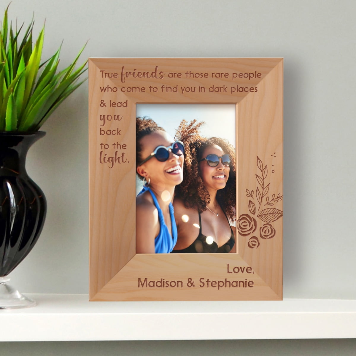 True Friends Personalized Wooden Frame 3 1/2" x 5" Brown (Vertical ...