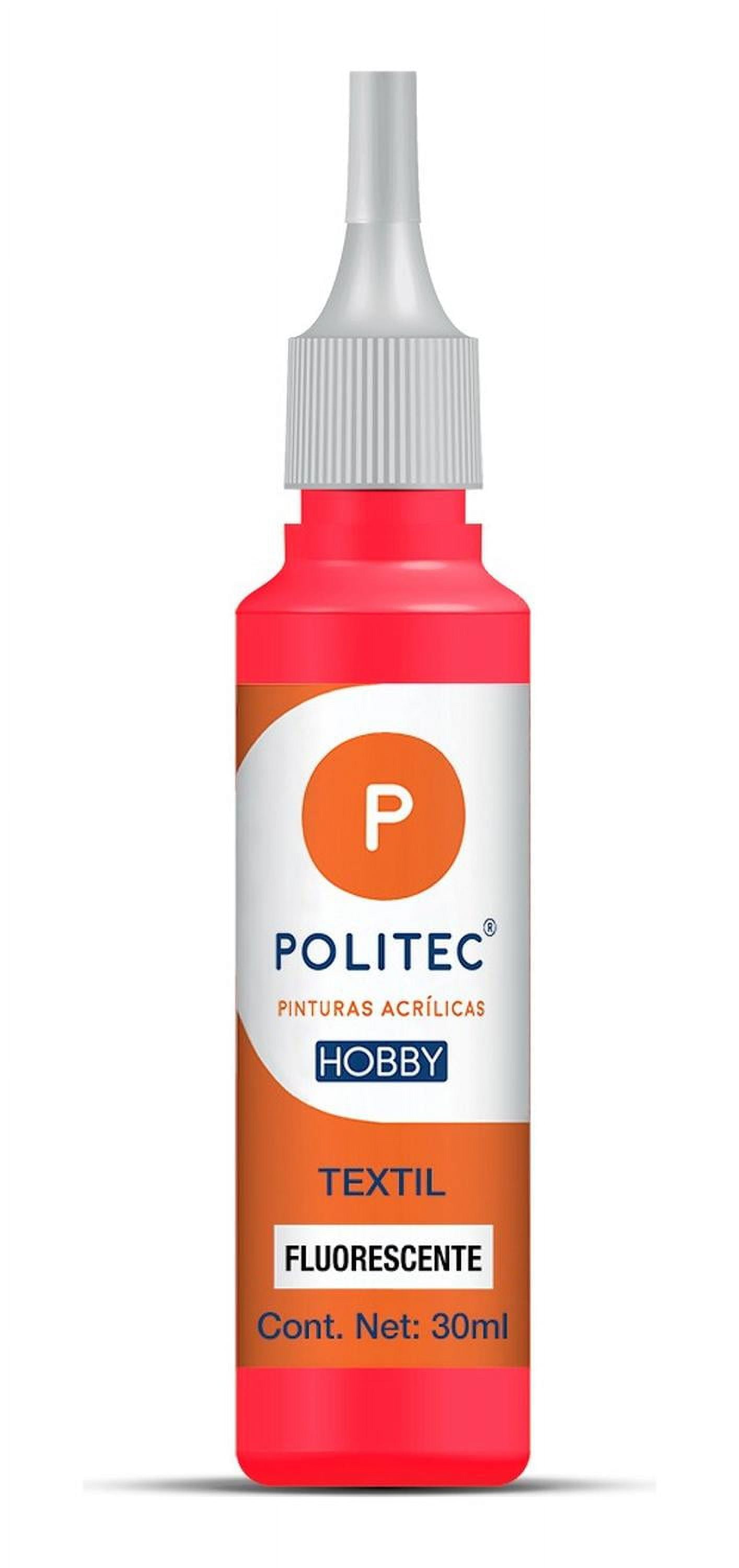 Pintura Textil Acrílica Fluorescente Hobby 30Ml Politec rojo SIN TAMAÑO ...