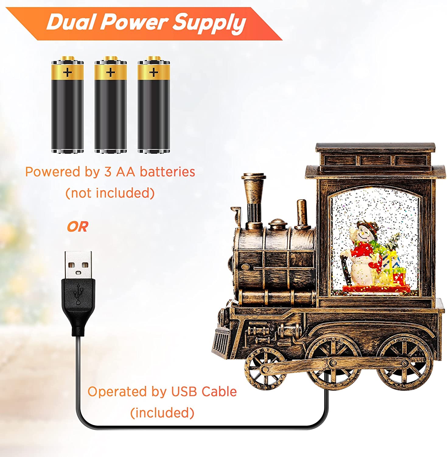 Buy Famistar Christmas Snow Globe Lantern Train with Santa Sleigh ...