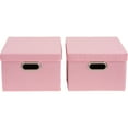 HOUSEHOLD ESSENTIALS Collapsible Linen Storage Boxes, 2pk, Carnation ...