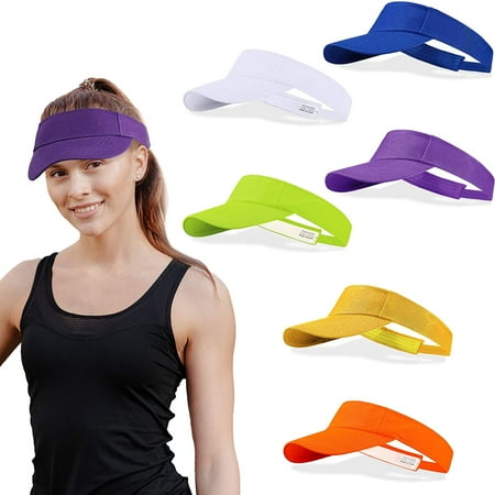 6 Pieces Neon Visor Hat Unisex Sport Sun Visor Cap UV Protection ...