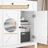 Homfa Farmhouse Style Storage Cabinet, 4-Door Wooden Sideboard ...