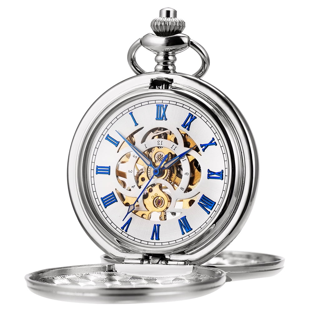 ManChDa Pocket Watch Mechanical Hand-Wind Pocket Watch for Men Women ...