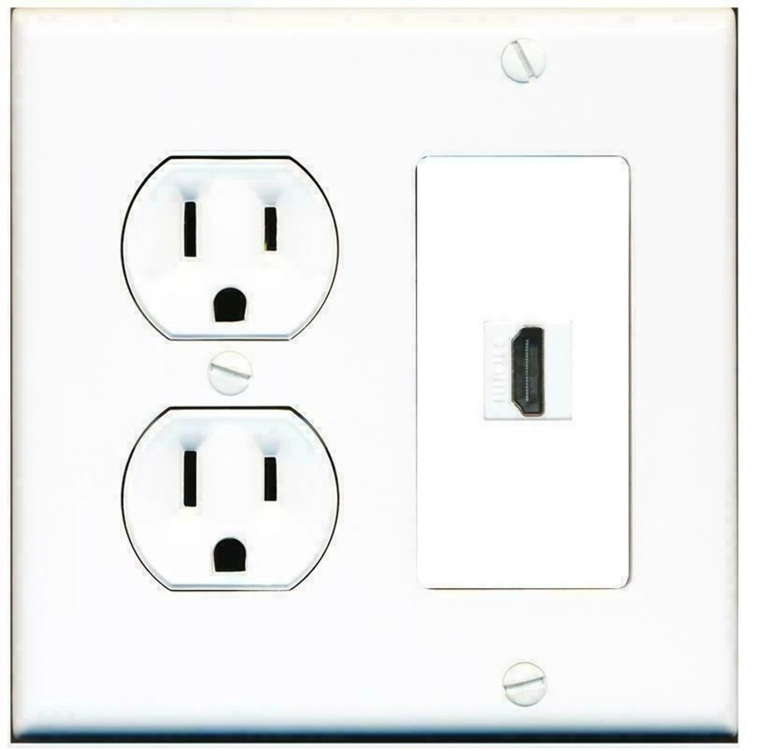 Ultra Spec Cables 15 Amp Duplex Round Power Outlet HDMI Keystone Wall ...