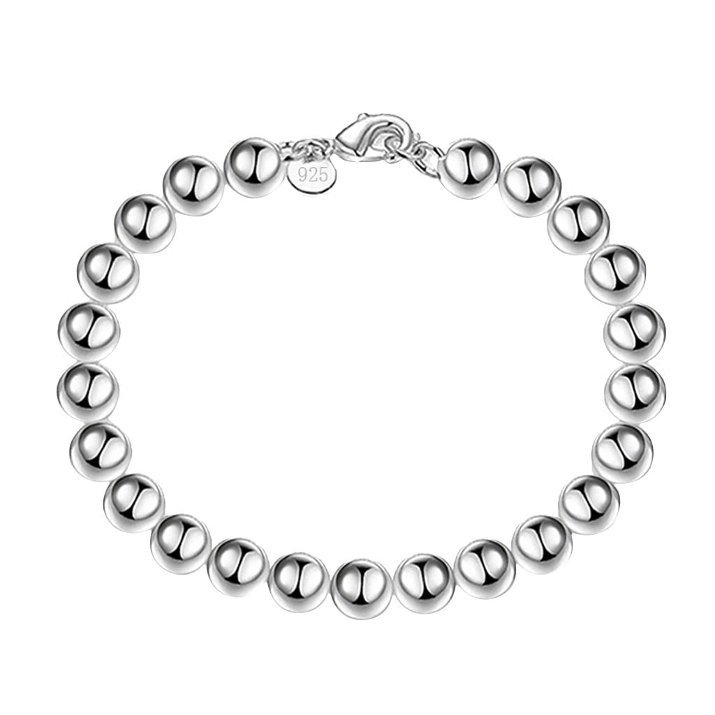 Click here for Riforla Womens Jewelry 8mm Silver Beaded Chain Bra... prices