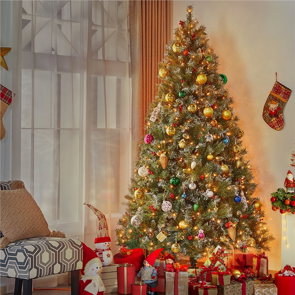 White Christmas Tree With Red Lights