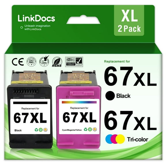 KT INK 67XL Ink Cartridges, Black and Color, High Yield for DeskJet ...