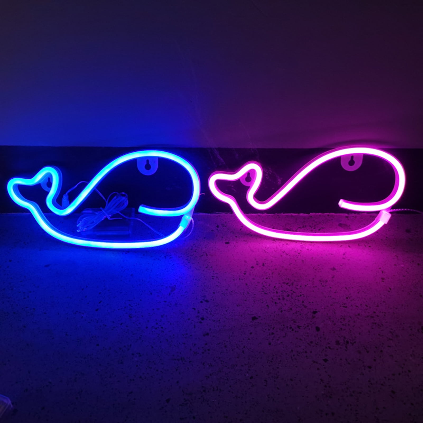 Travelwant Blue Whale Light Neon Signs Neon Lights for Wall Decor,USB ...