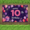 Decorative Birthday Banner Kids Party Neon Theme Happy 10th Birthday ...