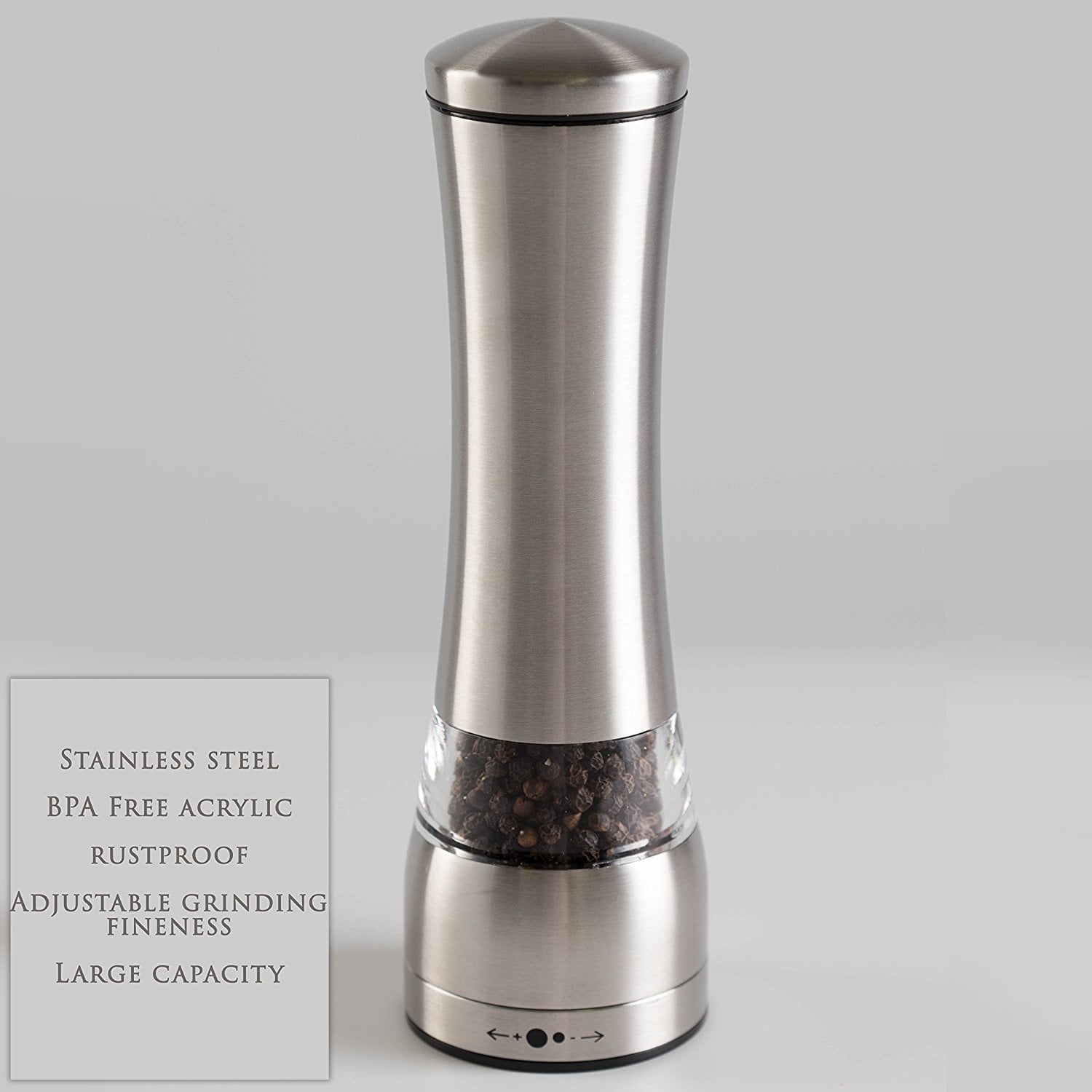 Salt, & Pepper Stainless Steel Mill Adjustable Ceramic Grinder ...