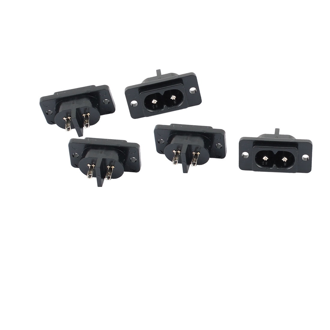 5Pcs AC 250V 10A PCB Board Panel Mount Male 2 Terminals C8 Type Power ...