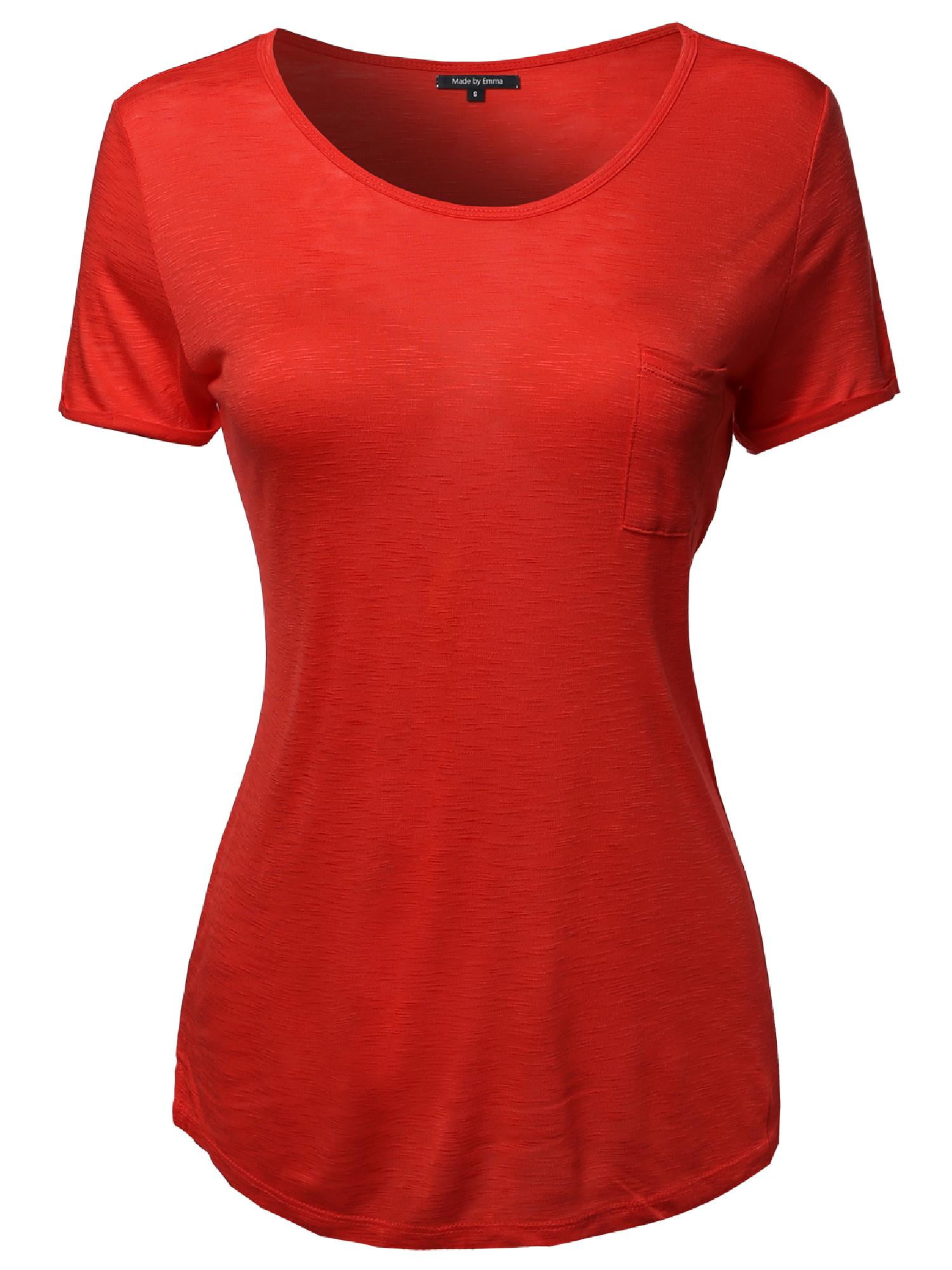 FashionOutfit Women's Solid Cap Sleeve Crew neck Tee Shirt in Various ...