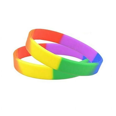 GOGO 10 Pcs Adjustable Rainbow Pride Silicone Bracelets, LGBTQ ...