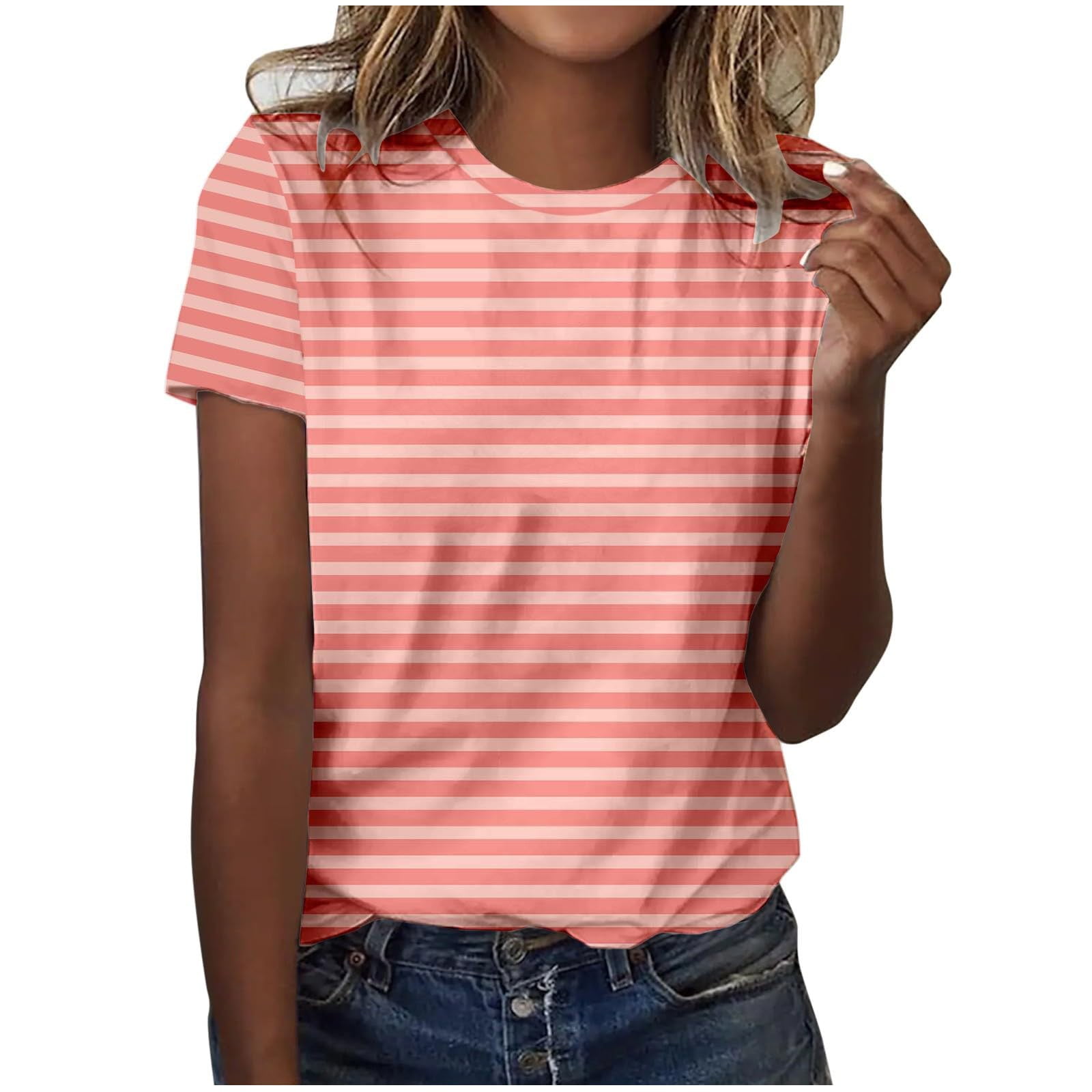 Click here for Summer Saving Clearance! Wrkekc Striped T Shirt Wo... prices