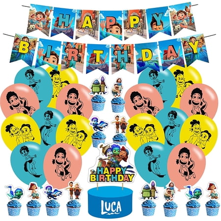 Luca Party Decorations Set Including Luca Banner Latex Balloon Cupcake ...
