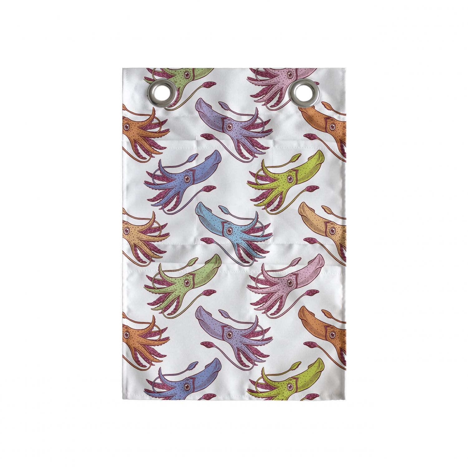 Underwater Hanging Pocket Organizer, Cartoon Style Squids in Various ...