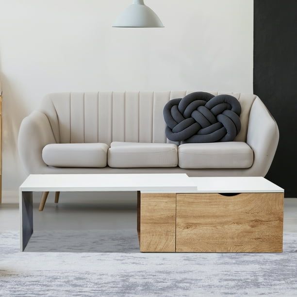 Mobi Mesa de Centro rectangular Modelo Danubio Color Blanco y Café | Bodega Aurrera en línea