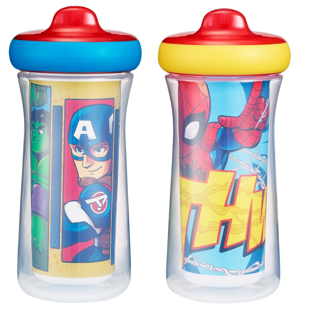 Marvel Superheroes Insulated Hard Spout Sippy Cups With One Piece Lid ...