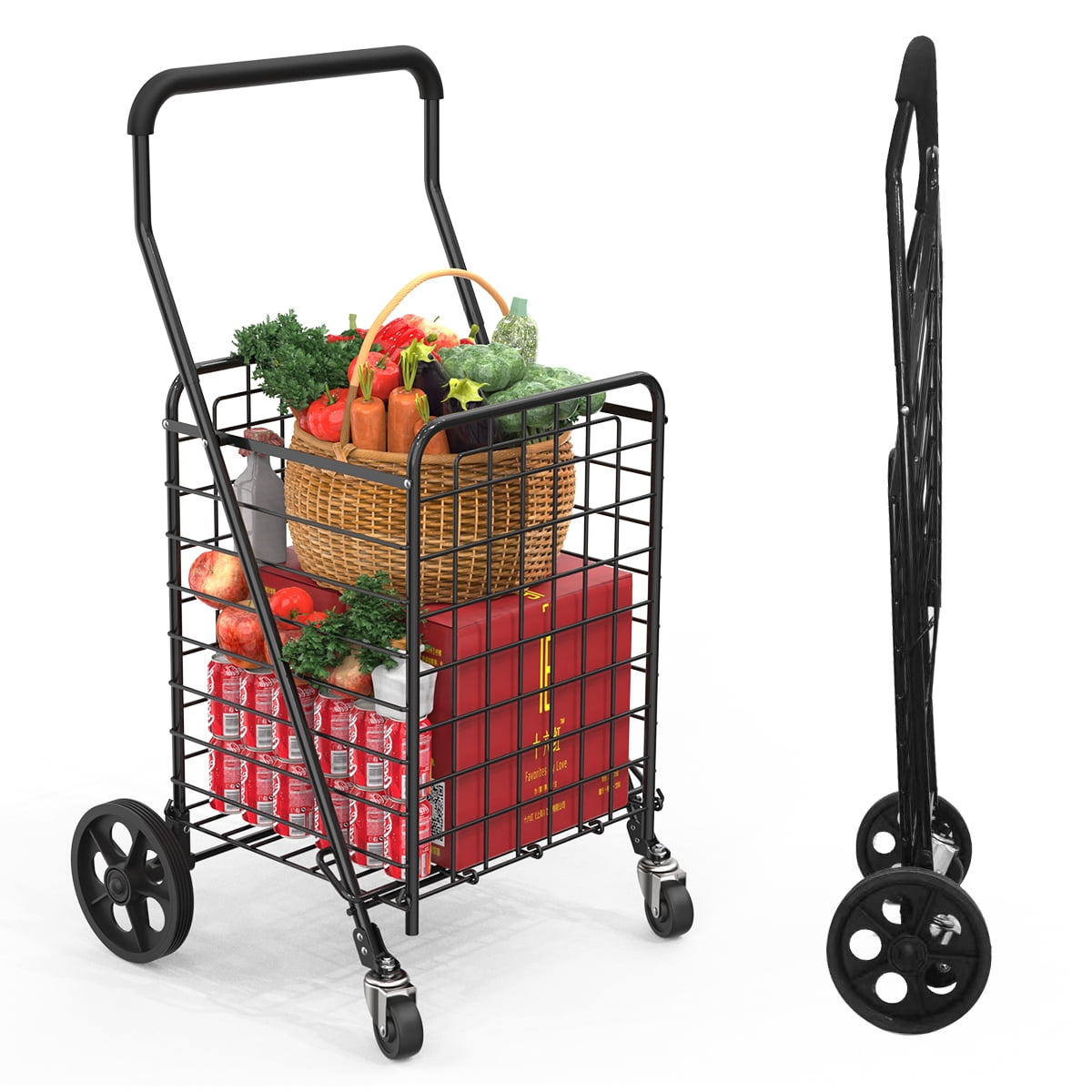 Kiffler Folding Shopping Cart for Groceries with Swivel Wheels, Utility ...