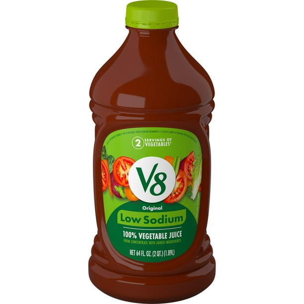 V8 Low Sodium Original 100% Vegetable Juice, 64 fl oz Bottle - Walmart.com