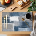 Abstract Art Cotton Linen Placemats Set of 12, Navy Grey Smear Texture ...