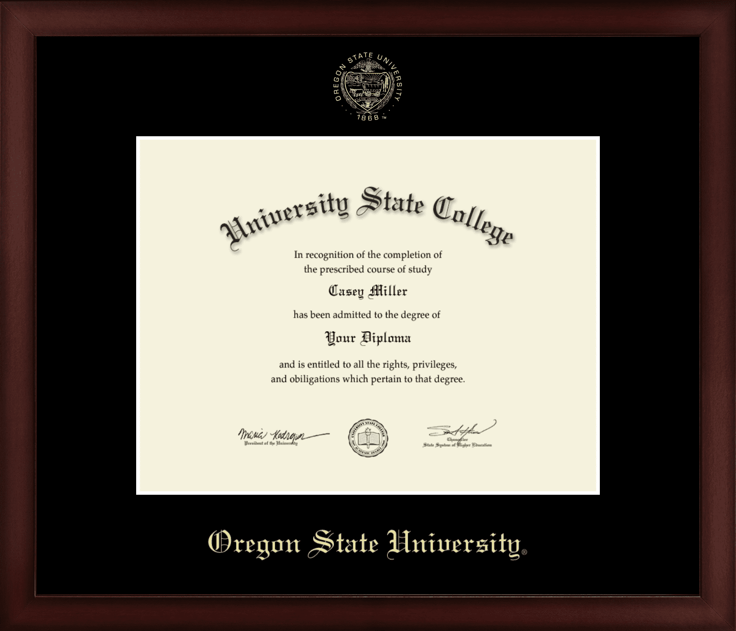 Oregon State University Diploma Frame, Document Size 11" x 8.5 ...