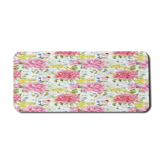 Floral Computer Mouse Pad, Romantic Pattern of Rose Flower Meadow ...