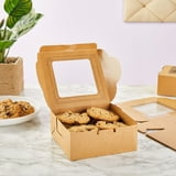 50 Pack Premium Kraft Baking Boxes, 6x6 Bakery Box with Clear Window ...
