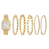 Jessica Simpson Ladies 34mm Gold Tone Crystal Accent Mother Of Pearl ...