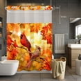 Cardinal Bird No Hook Shower Curtain with Snap in Liner, Fall Red Bird ...