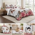 96x106in Quilt Bedding Set, Spring Pink Rose Flower Birds Butterflies ...