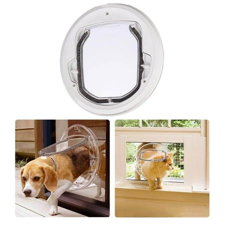 4 Way Round Locking Flap Pets Window Gate Door Transparent Pets Cat ...