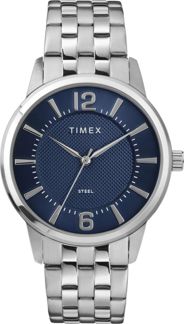 Timex Men's Steel 3-Hand 40mm Watch – Blue Dial with Stainless Steel ...