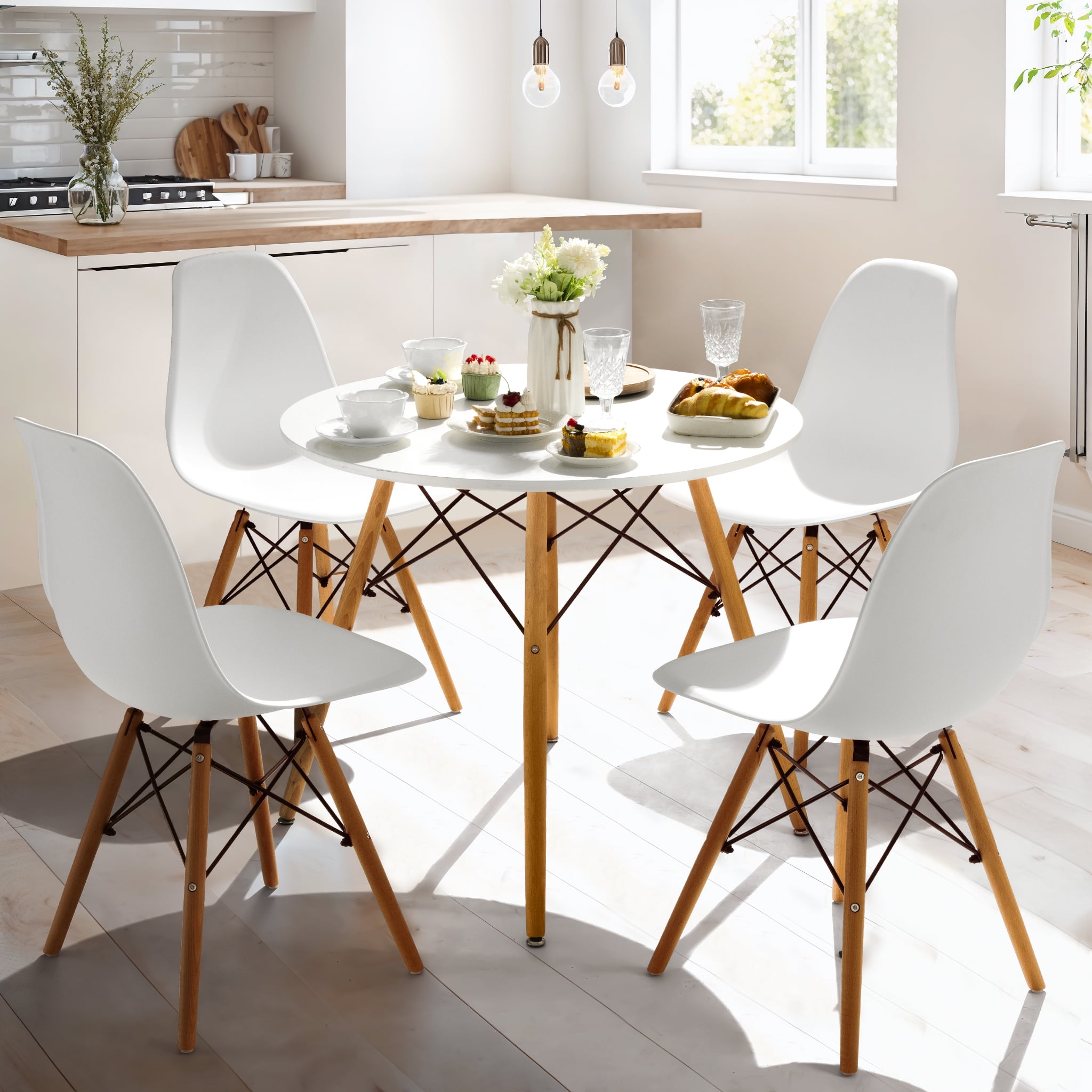 Homall 5-Piece White Room Furniture, Mid-Century Modern Homall 5-Piece White Room Furniture, Mid-Century Modern