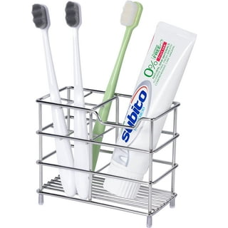 mDesign Plastic Toothbrush, Toothpaste Storage Organizer Holder - Clear ...