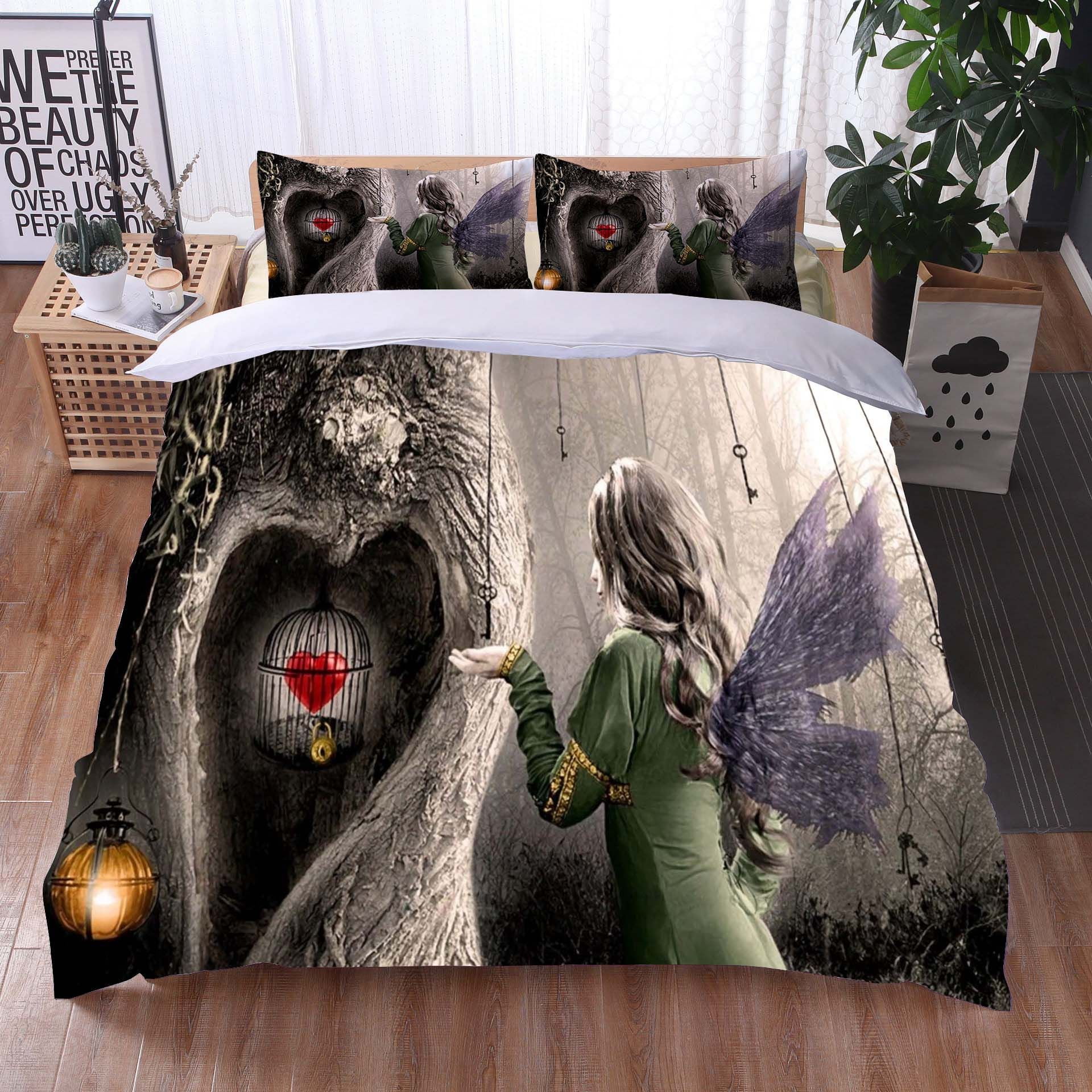 Love Heart Rose Flowers Pattern Comforter Duvet Cover Set Twin Size 3 ...