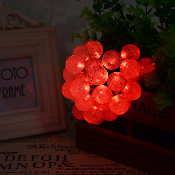 LUCKLED Fairy Solar String Lights, 20ft 30 LED Crystal Globe Ball LED ...