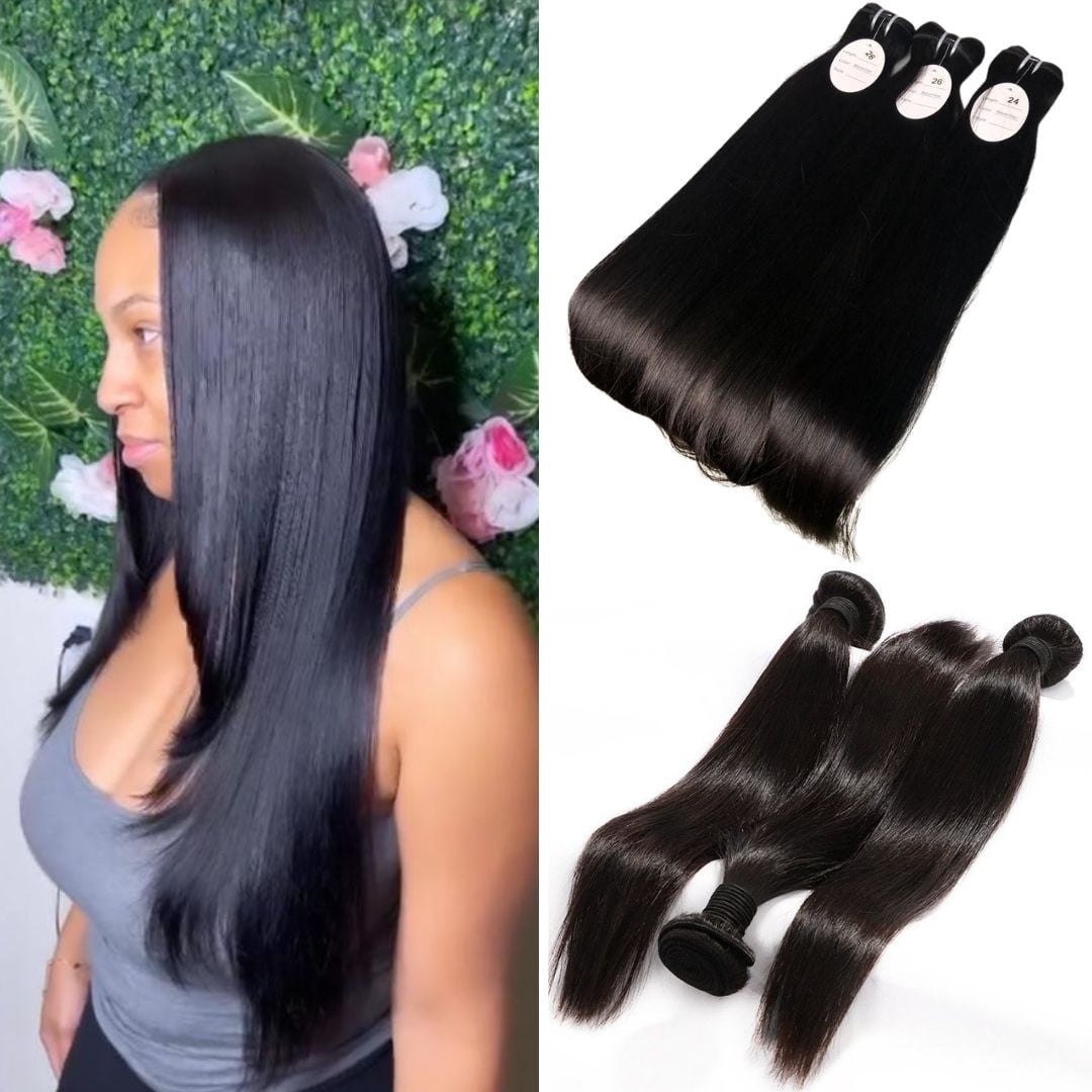 Littlemamazonly Raw Straight Bundles, 12"14"16" - Walmart.com