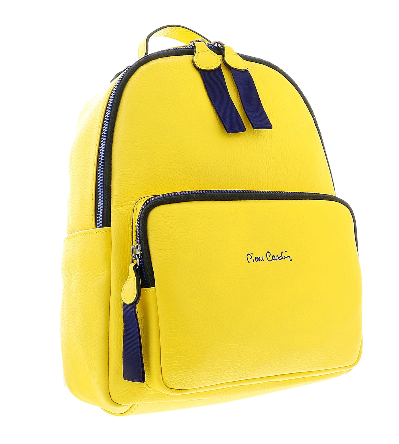 Pierre Cardin Yellow Leather Classic Medium Double Zip Fashion Backpack ...